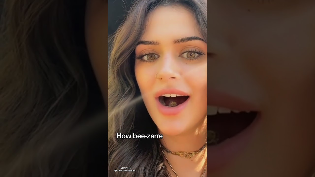 How is she SO calm with a BEE on her lips!?